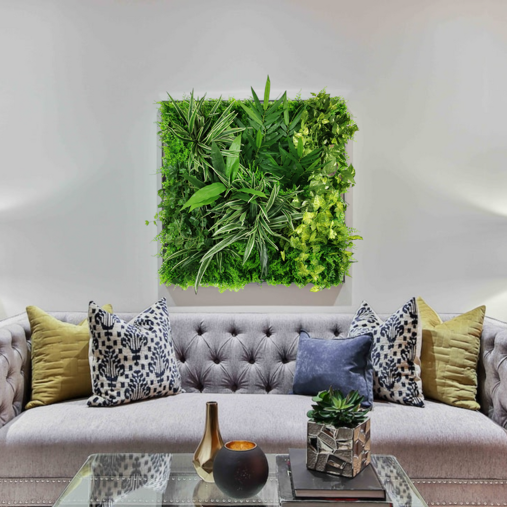 Tableau Végétal Artificiel Intérieur Premium 100x100 cm | Naturall Green